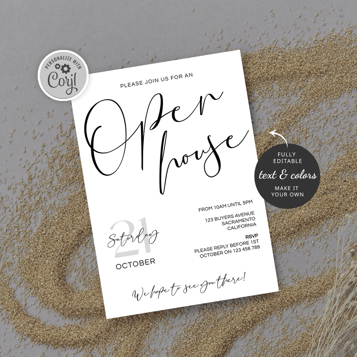 Editable Open House Invite Template, Minimalist Real Estate Event ...