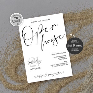 Editable Open House Invite Template, Minimalist Real Estate Event ...