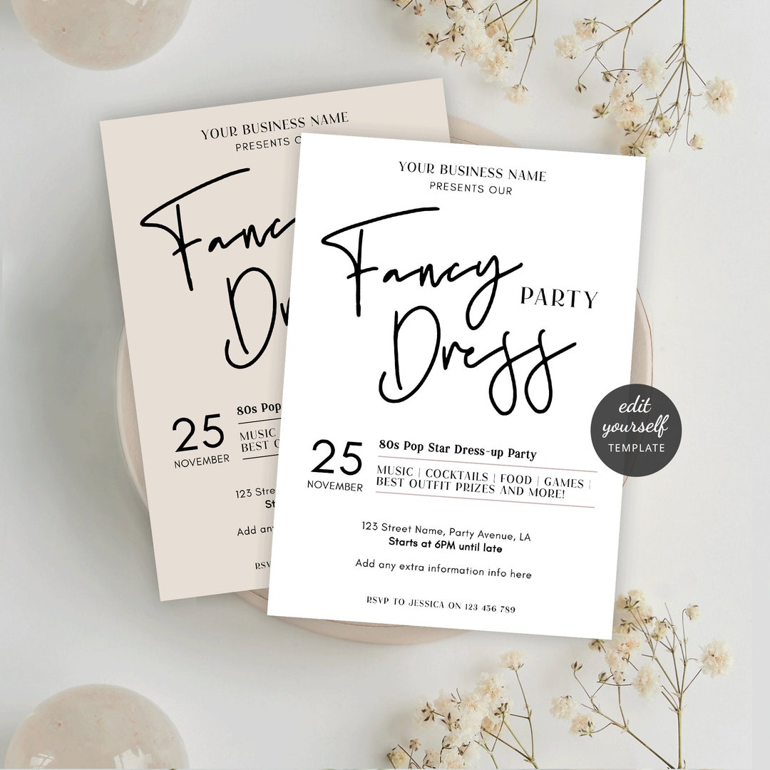 Business Fancy Dress Party Invitation, Company Dress up Event Flyer ...
