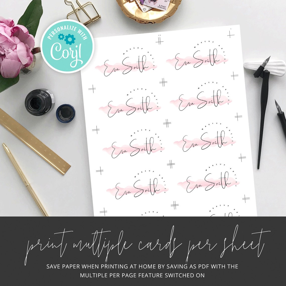 Editable Business Card Template Neutral Colors Printable - Etsy