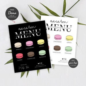 DIY Macarons Menu Template, Minimalist Macarons Flavor List, Printable ...