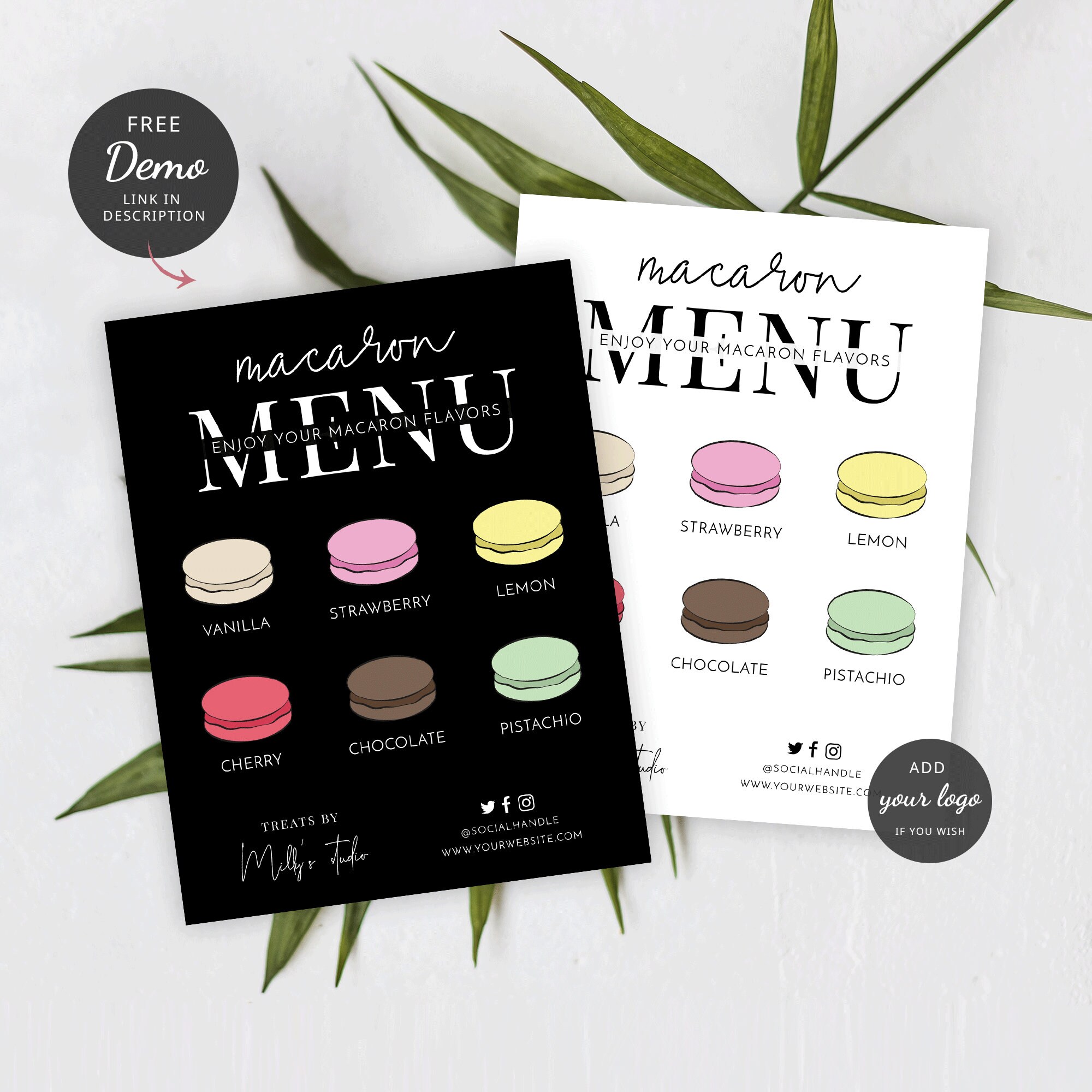 DIY Macarons Menu Template, Minimalist Macarons Flavor List, Printable ...