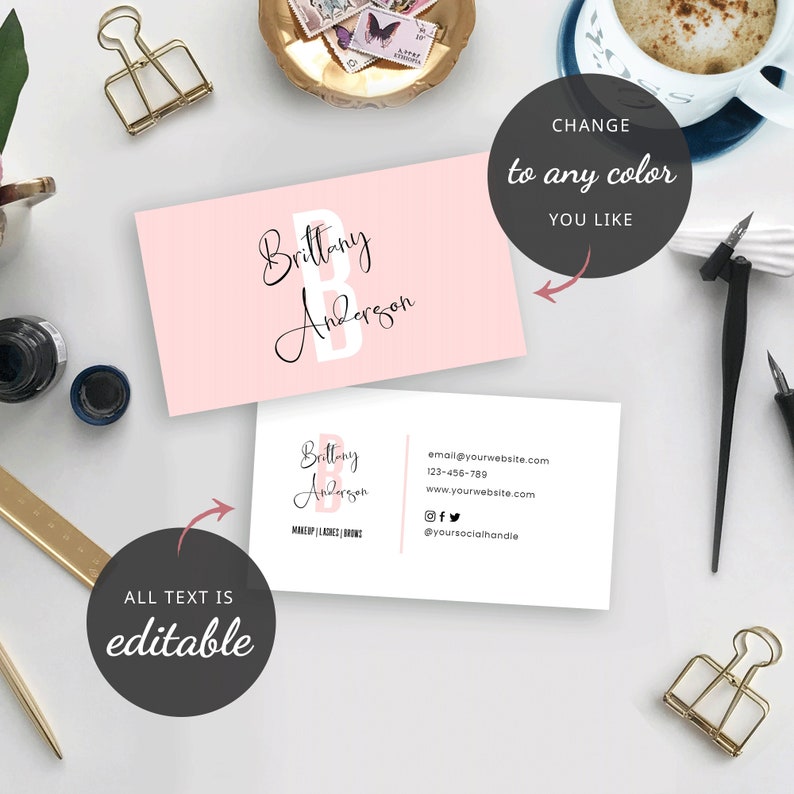 Business Cards Template Feminine Beauty Card Design - Etsy
