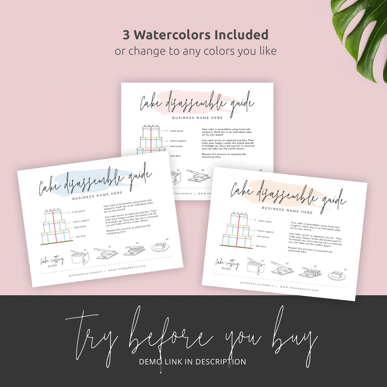 Editable Cake Serving Guide Template Printable Wedding Cake | Etsy