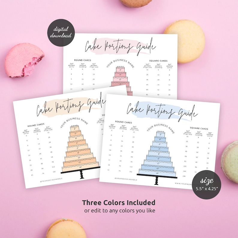 Editable Cake Portions Guide Template Printable Tiered Cake - Etsy