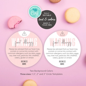 DIY Allergy Warning Sticker Template, Feminine Food Allergens Sticker 1 ...