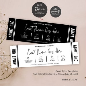 DIY Event Ticket Template, Minimalist Black & White, Company Event ...