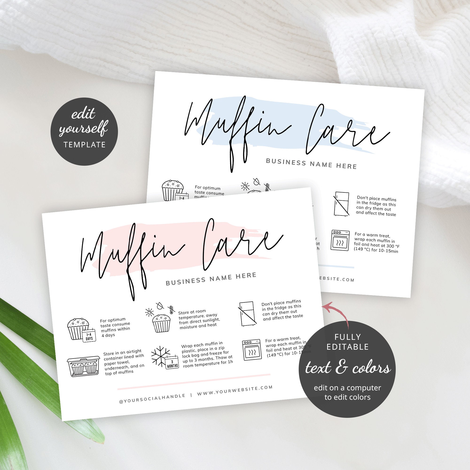 Editable Muffins Care Card Template Printable Muffin Care & - Etsy