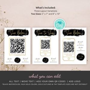 QR Code Board Template, Editable QR Scan Sign Design, Black & Gold Scan ...