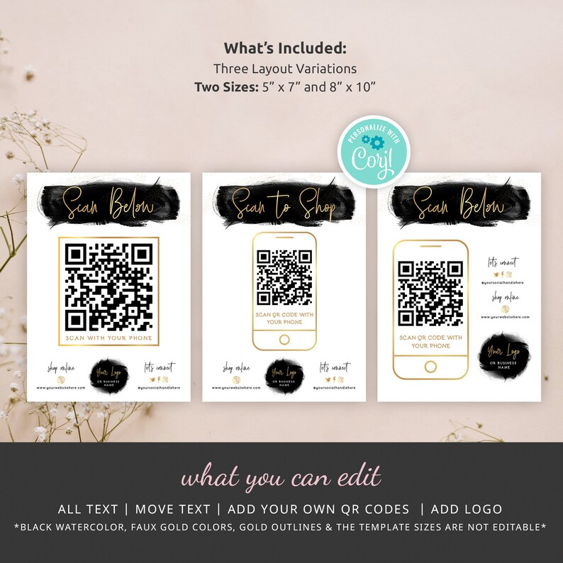 QR Code Board Template Editable QR Scan Sign Design Black & - Etsy New ...