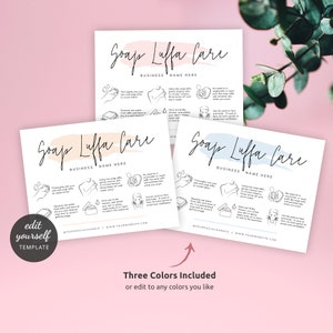 Soap Luffa Care Card Template, Editable Soap Sponge Care Guide ...