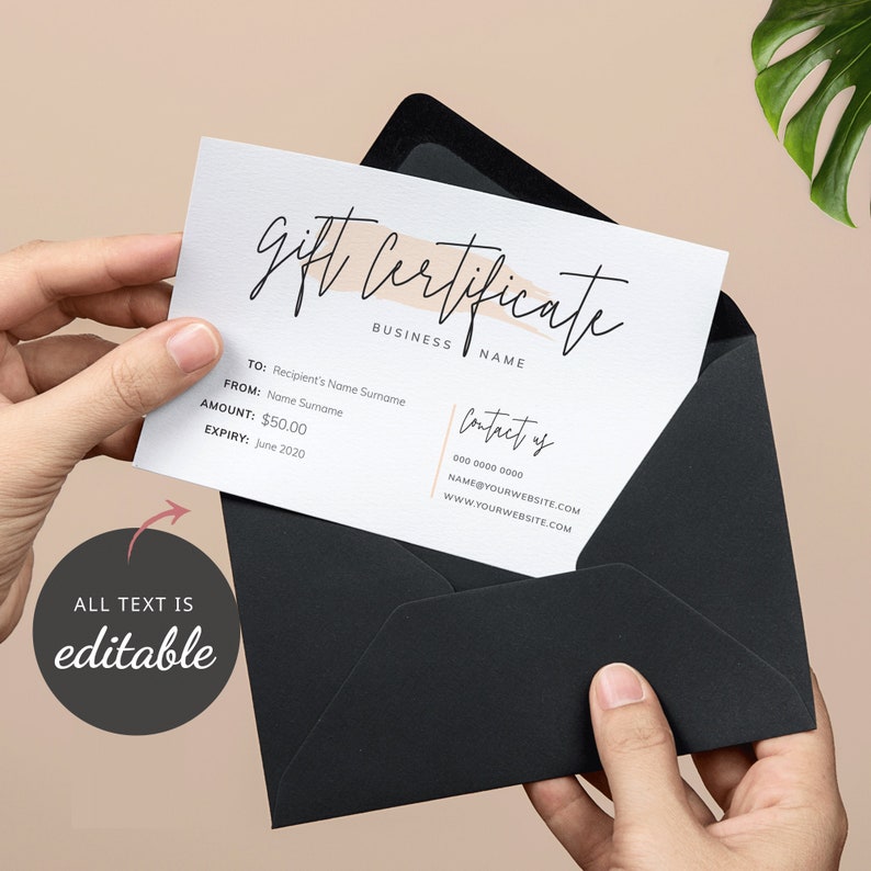 Gift Certificate Template Editable Gift Card Template | Etsy