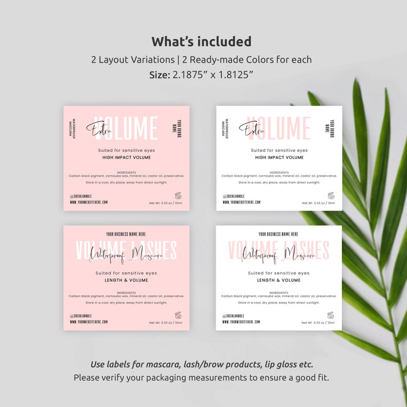 Mascara Label Template, Editable 10ml Cosmetic Bottle Label, Printable ...