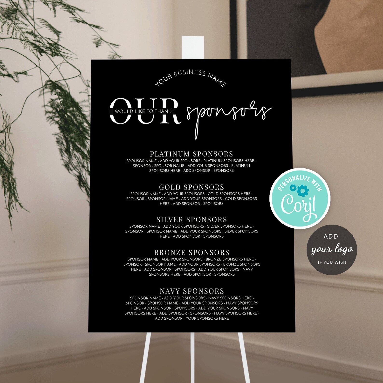 Company Sponsors Sign Template, Minimalist Fundraiser Sponsors List ...