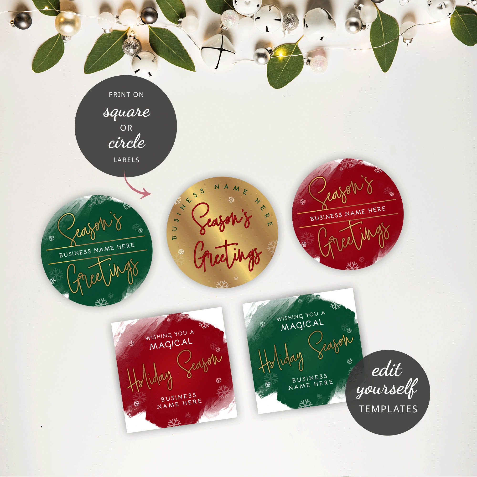 Season's Greetings Label Template Christmas Thank You for | Etsy