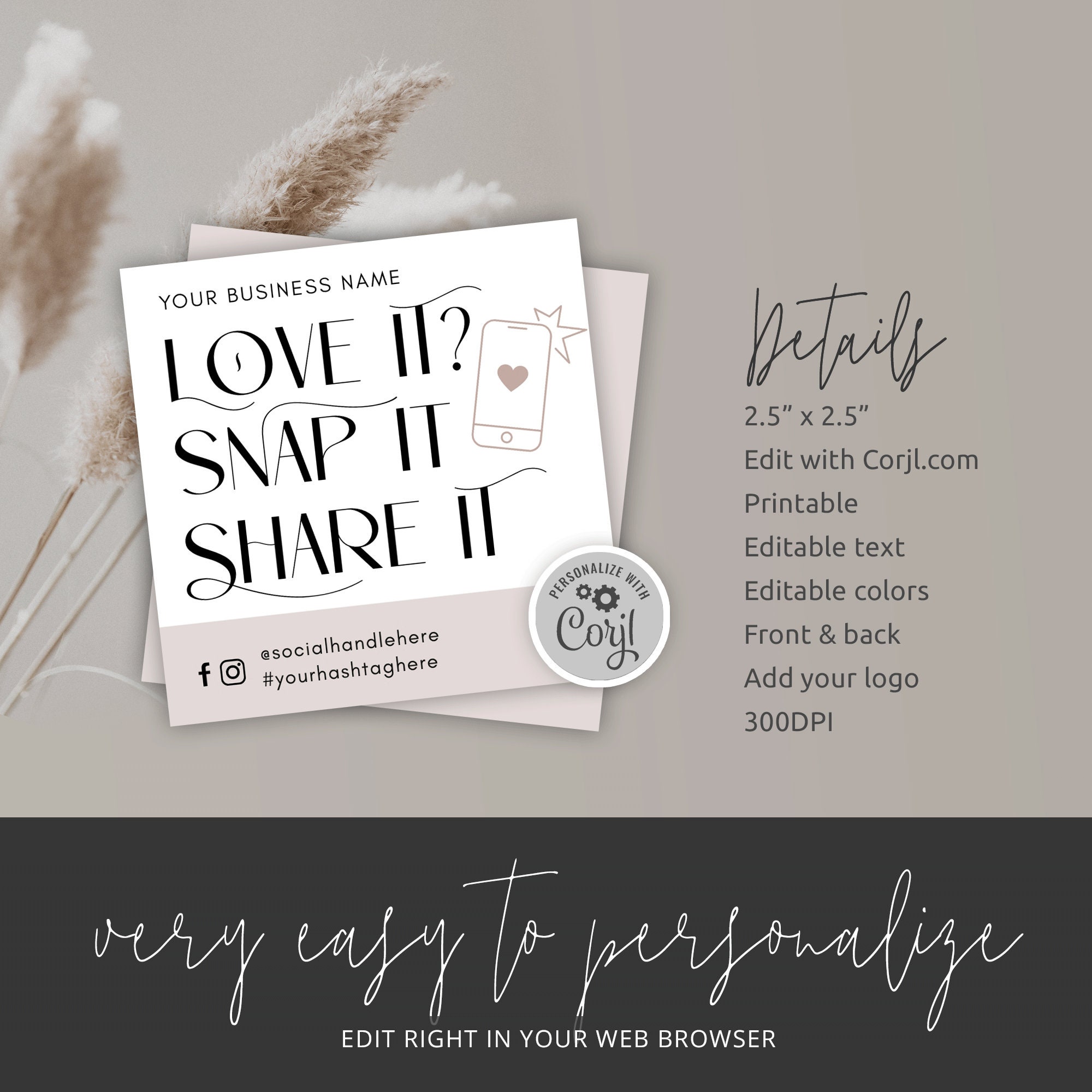 Custom Love Snap Share Card Template Modern Share on Social - Etsy