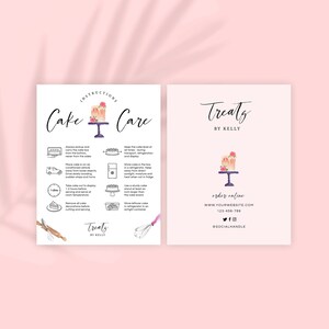 Editable Cake Care Instructions, Printable Bakery Guide Template ...