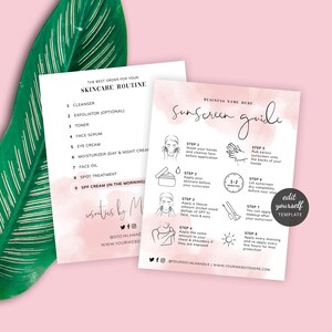Sunscreen Application Guide Template, SPF Face Cream Editable Care Card ...