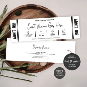 DIY Event Ticket Template, Minimalist Black & White, Company Event ...