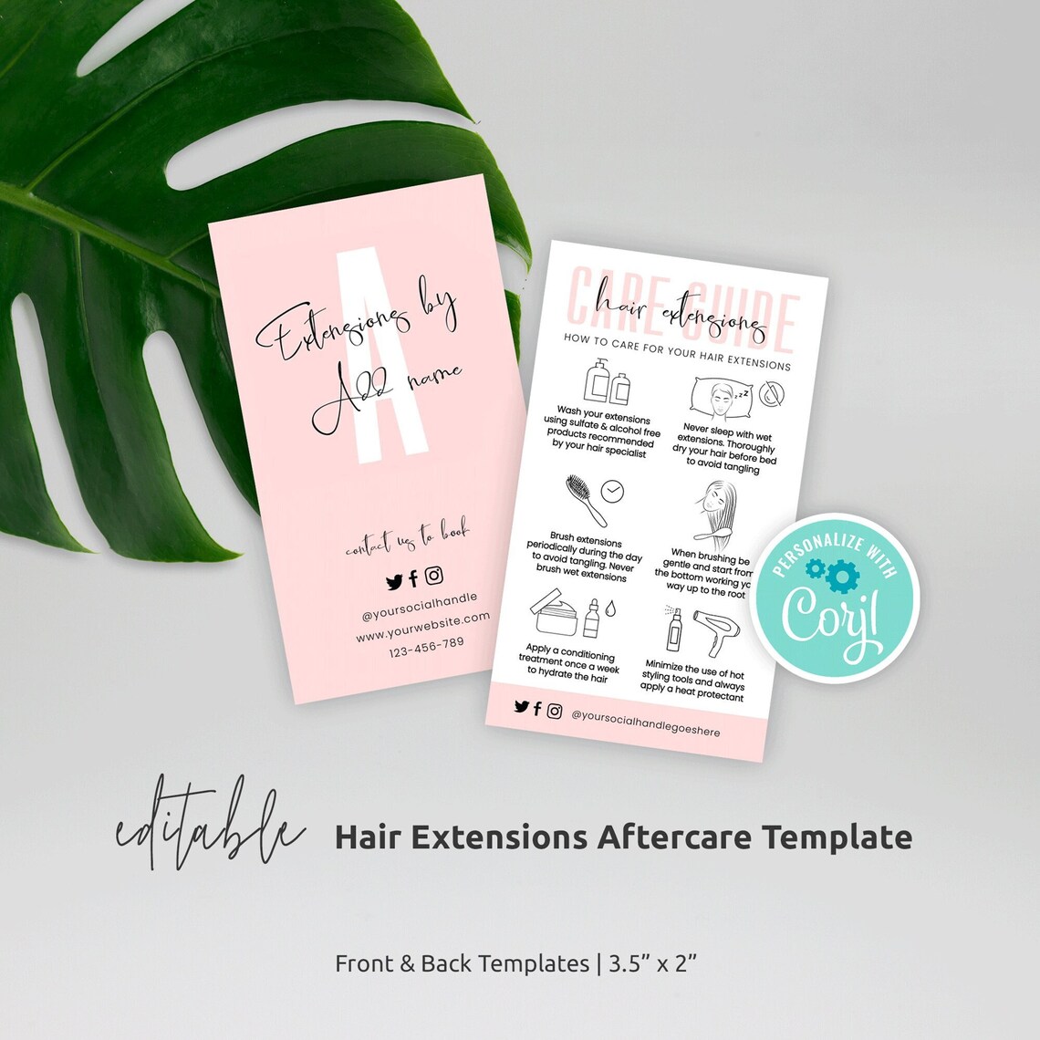 Hair Extensions Aftercare Template, Editable Hair Extensions Care Card ...