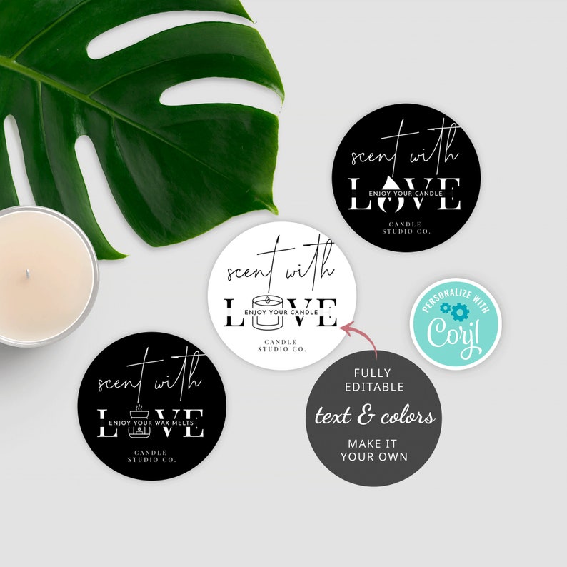 Scent With Love Sticker Template, Editable Candle Box Labels ...
