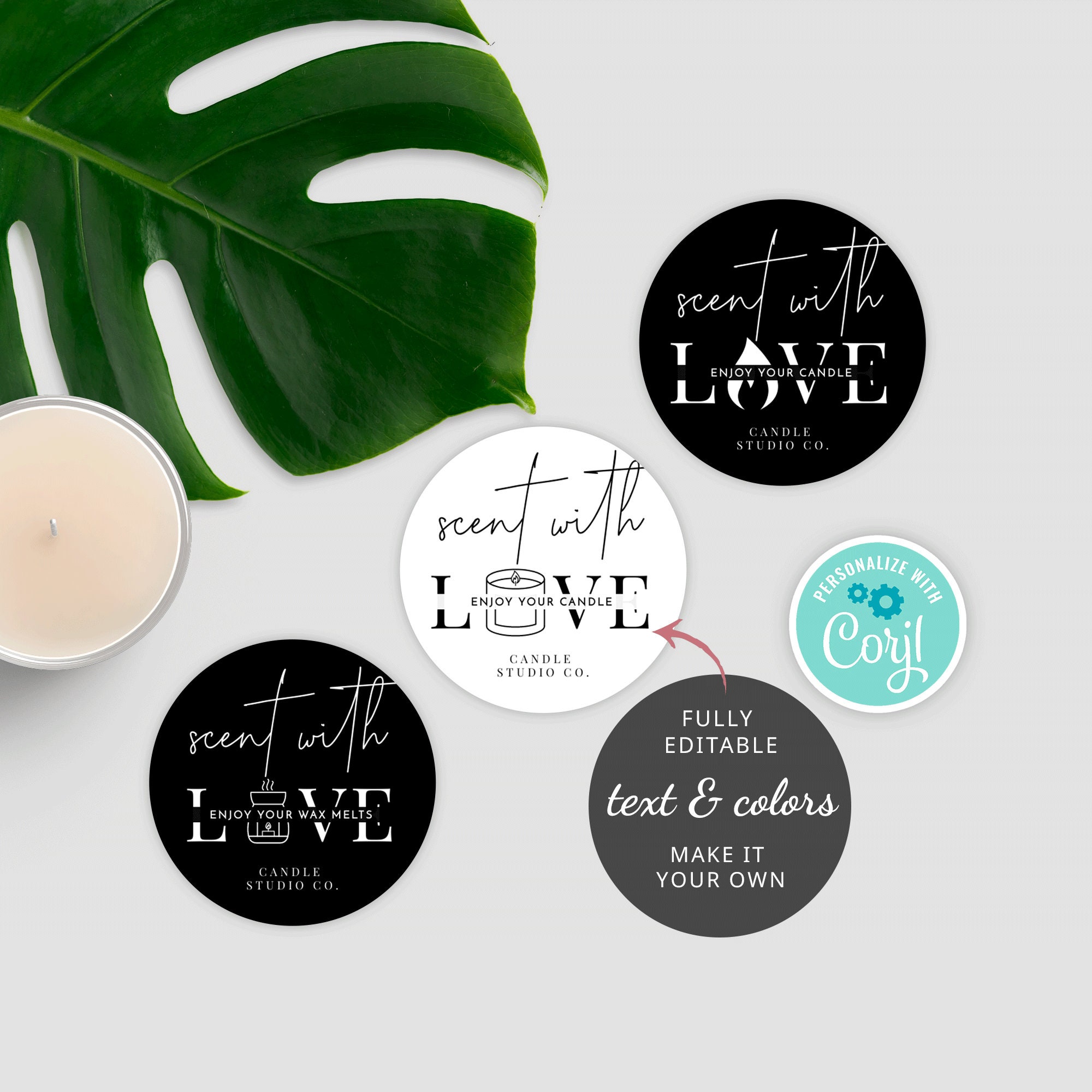 Scent With Love Sticker Template Editable Candle Box Labels - Etsy.de