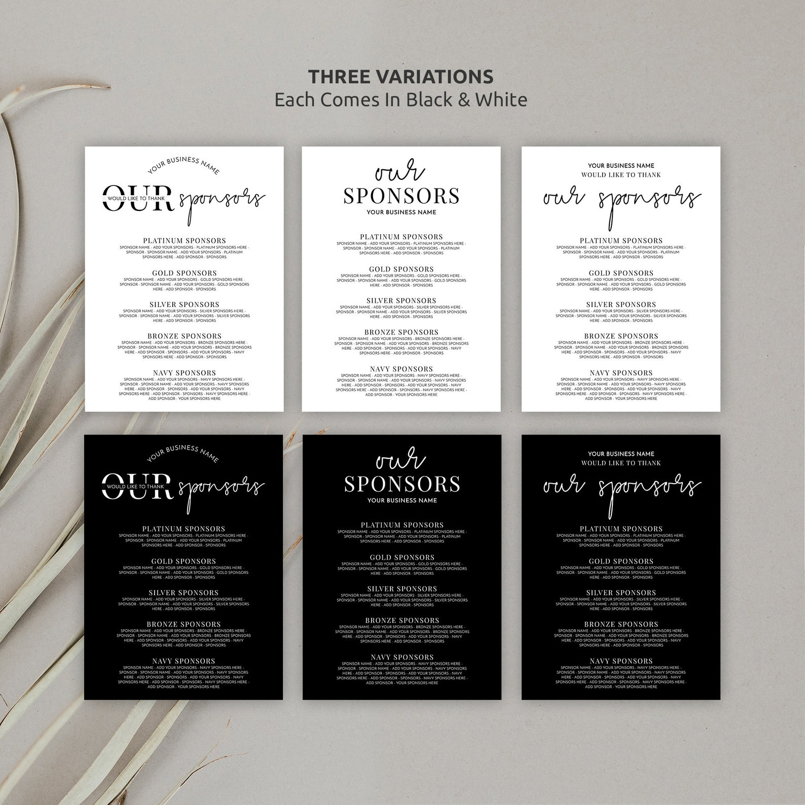 Company Sponsors Sign Template, Minimalist Fundraiser Sponsors List ...