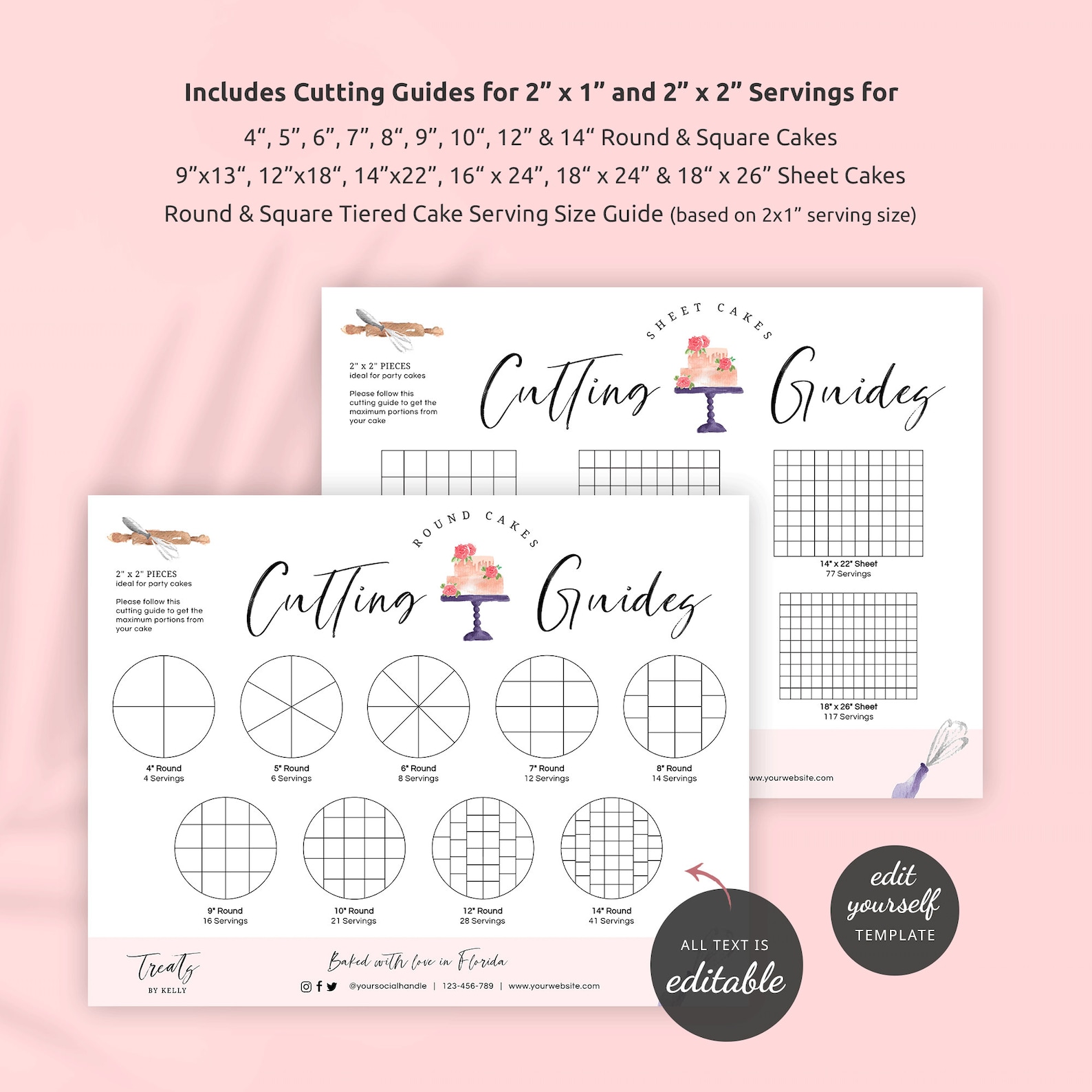 Printable Cake Cutting Guides Template Wedding Cake Serving - Etsy