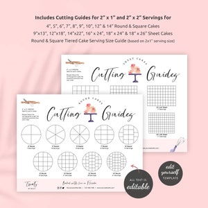 Printable Cake Cutting Guides Template, Wedding Cake Serving ...