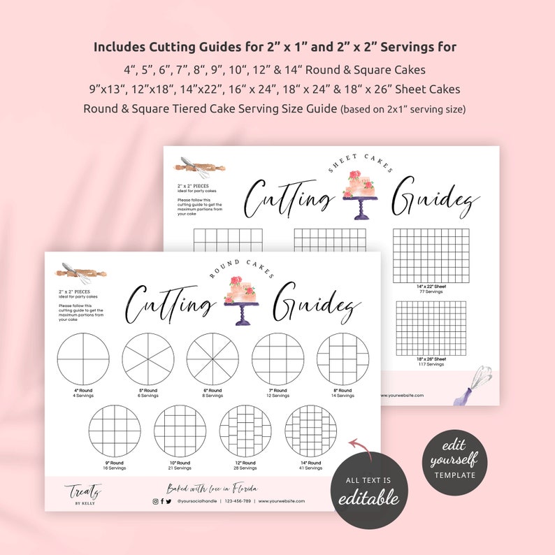Printable Cake Cutting Guides Template Wedding Cake Serving - Etsy