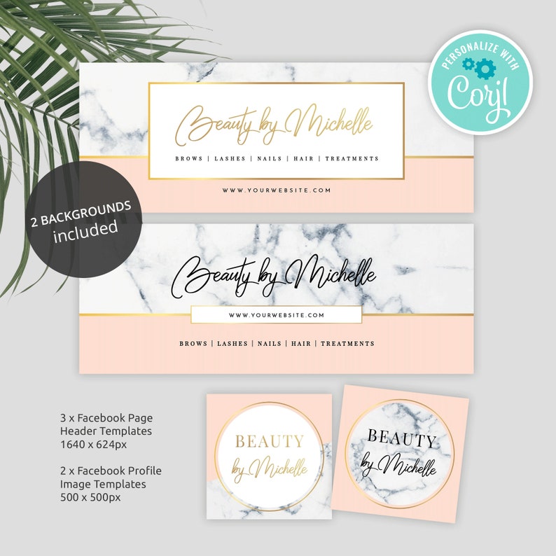 DIY Facebook Header Template Marble & Gold Editable Facebook - Etsy
