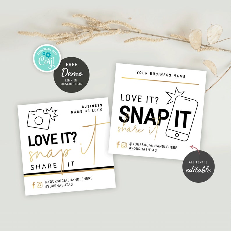 Love Snap Share Template Black & Gold Editable Share on - Etsy