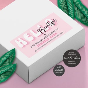 Retro Pink Business Thank You Label Template, Custom Box Sticker ...