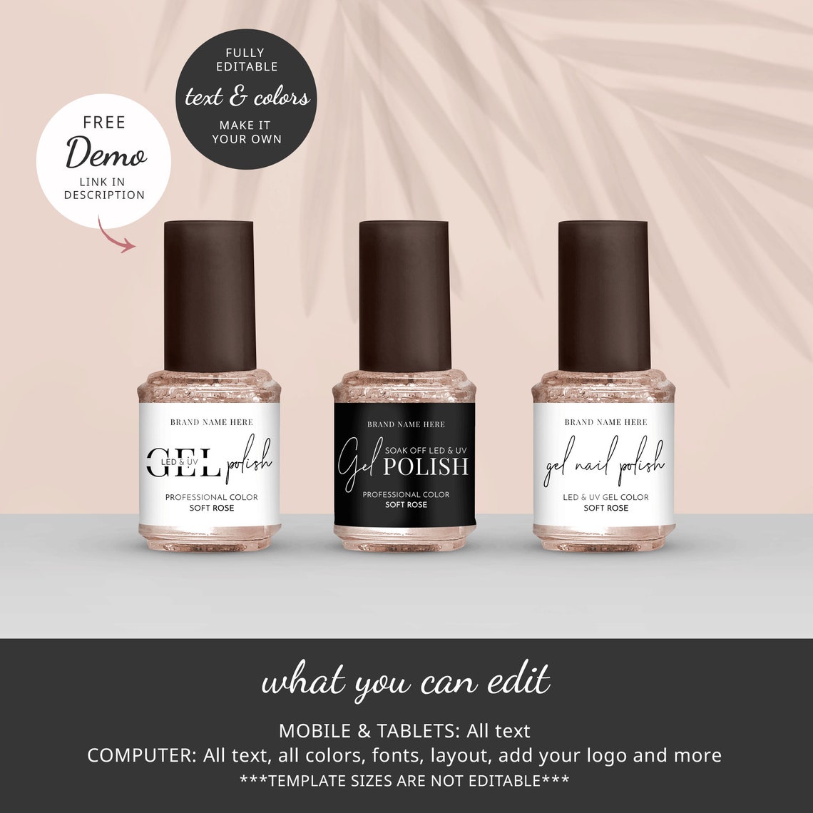 Nail Polish Label Template, Editable Gel Polish Bottle Wraparound ...