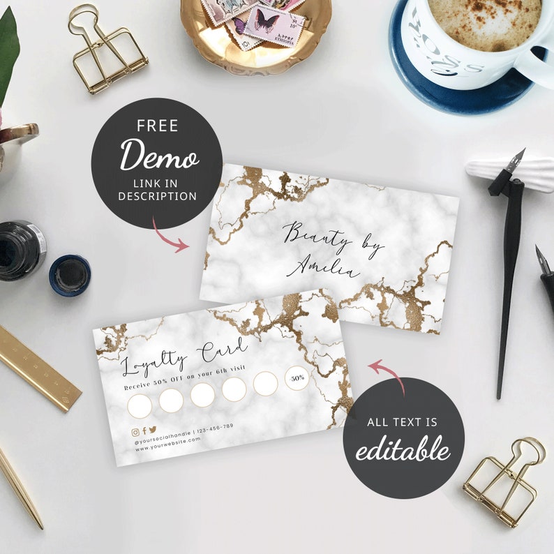 DIY Loyalty Card Template Beauty Salon Rewards Card Black - Etsy