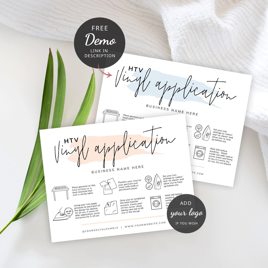 HTV Vinyl Application Guide Template Editable Vinyl Care | Etsy