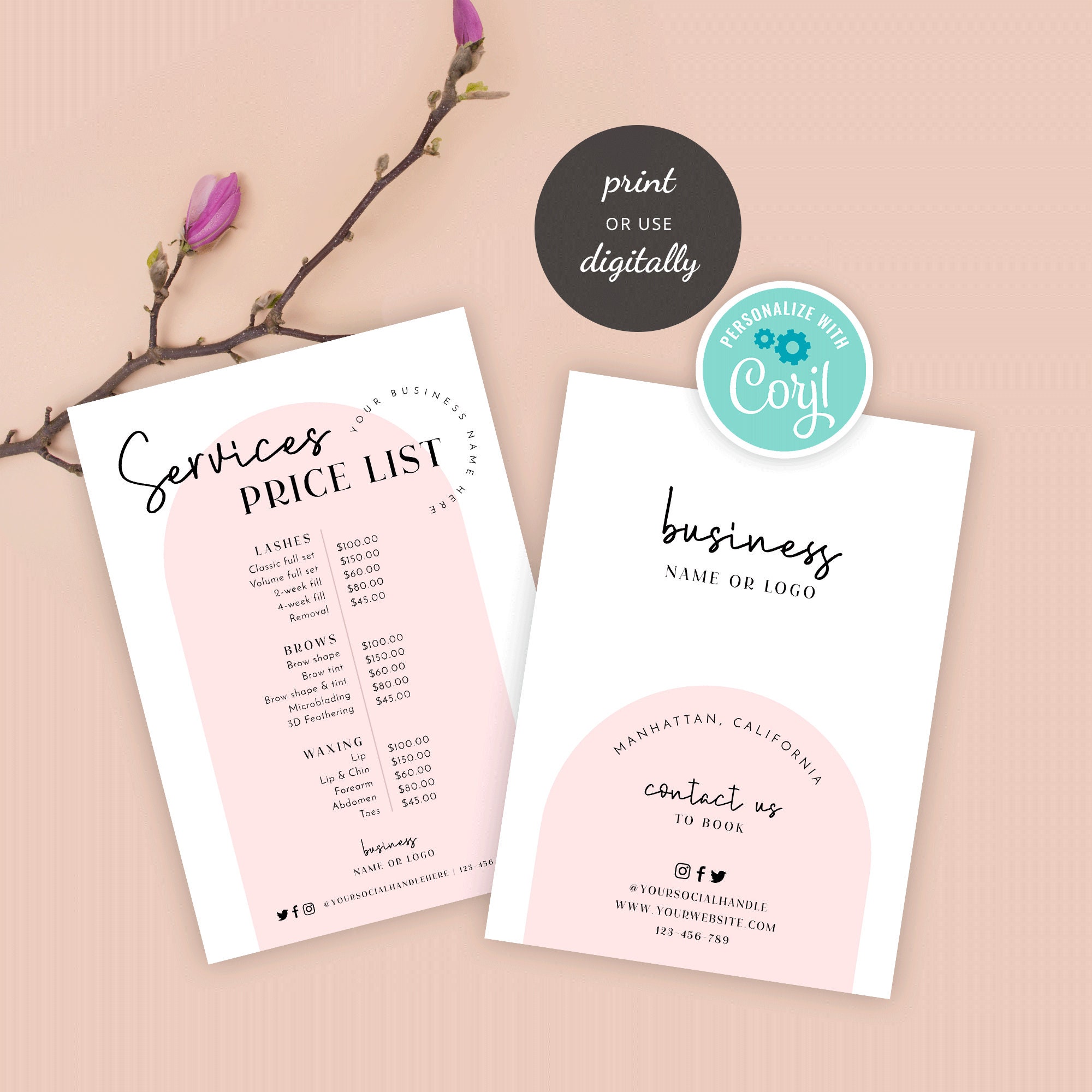 Business Price List Template Printable Price List Boho - Etsy