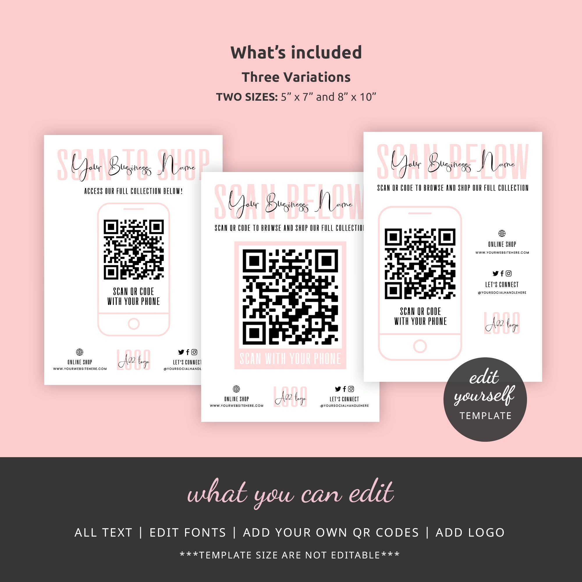 Custom QR Code Sign Design Scan QR Code Template Printable - Etsy UK