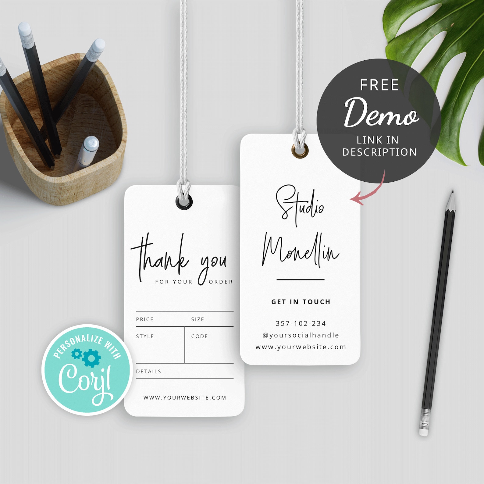 Printable Hang Tag Template Thank You Swing Tags Custom - Etsy
