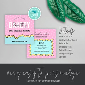 Bakery Business Card Template Cartoon Cake Design, Pastry Chef Contact ...