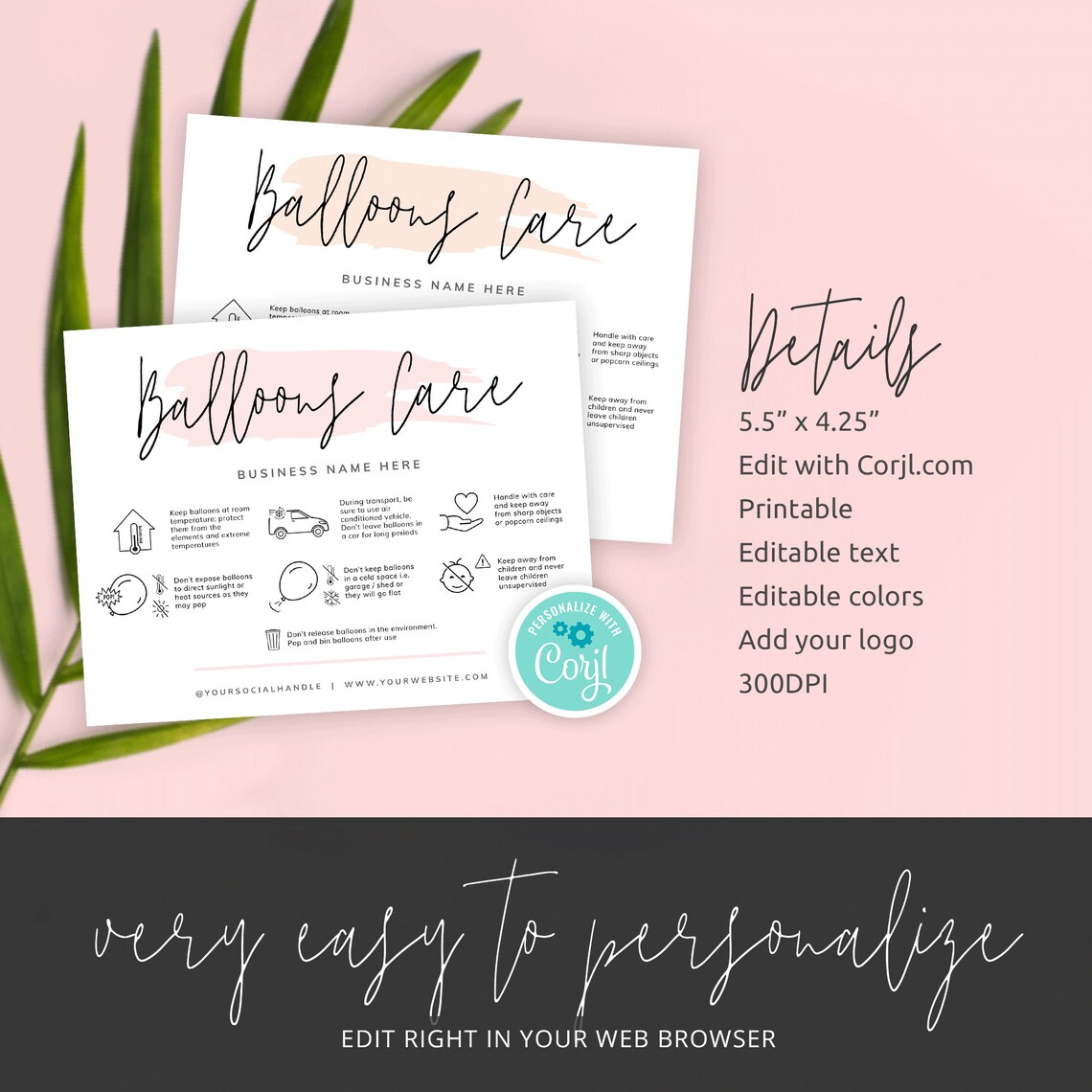 Balloons Care Guide Template Editable Air and Helium Balloon - Etsy
