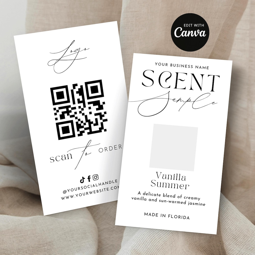 Candle Scent Sample Canva Template, Custom Fragrance Tester Cards ...