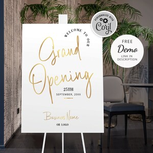 Faux Gold Grand Opening Sign Template, Business Launch Party Foam Board ...