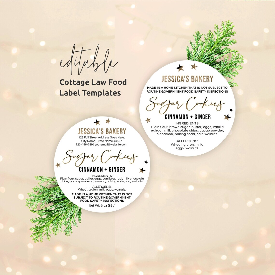 Christmas Cottage Law Labels Template Festive Cupcake - Etsy