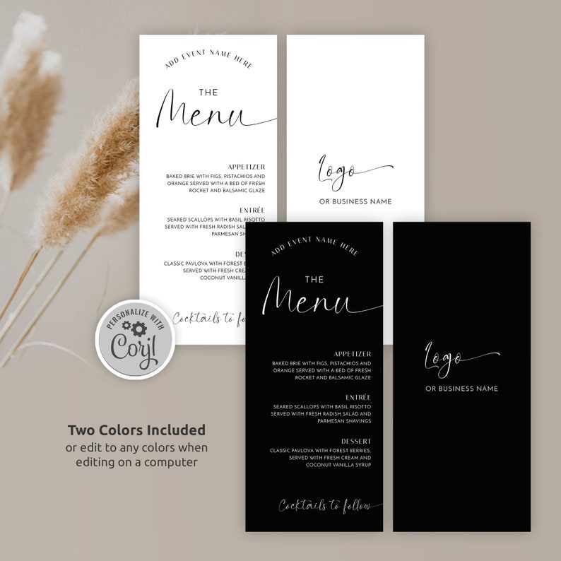 Elegant Dinner Menu Template Editable Charity Fundraiser - Etsy
