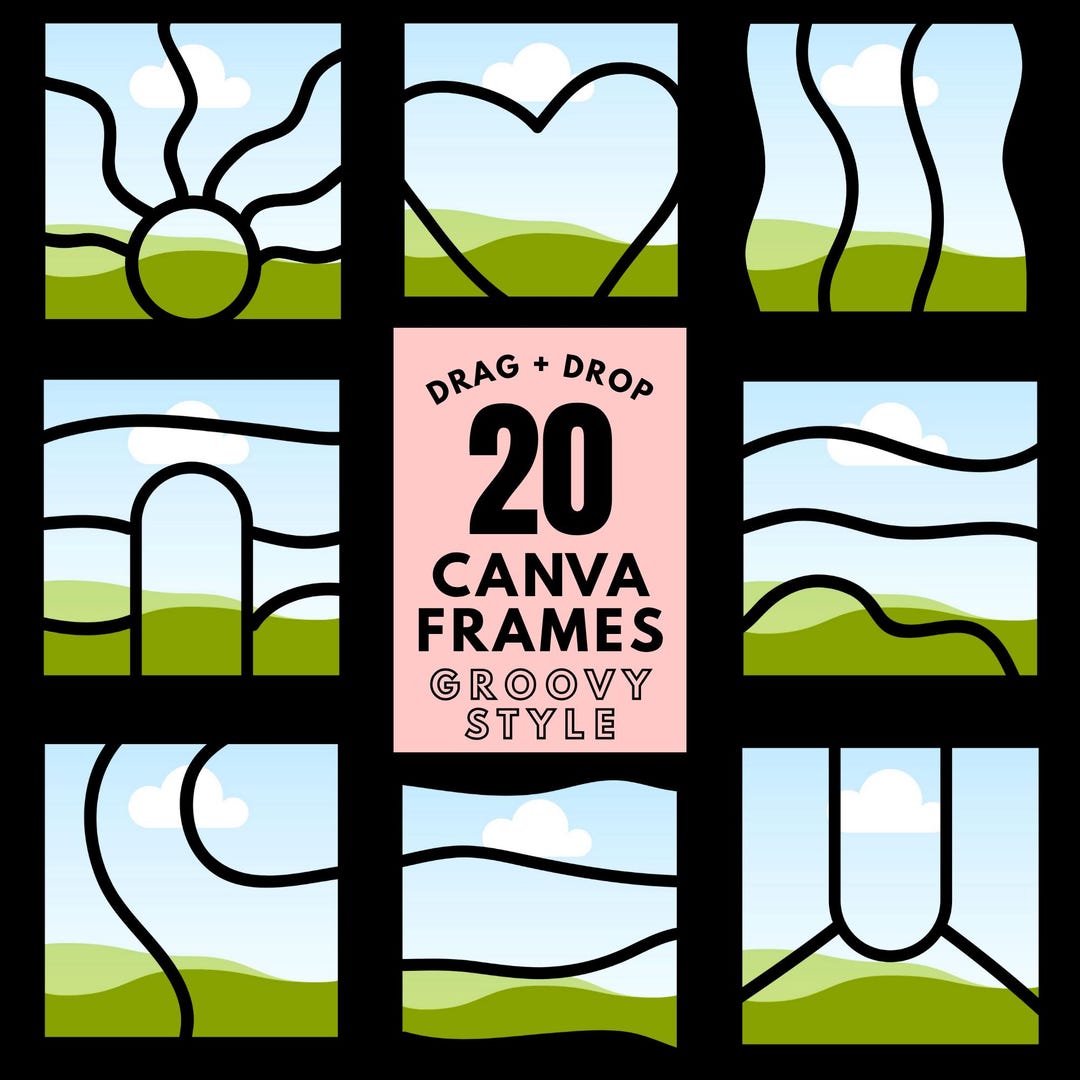 Retro Canva Frame Templates, Drag & Drop Groovy Canva Photo Frames ...