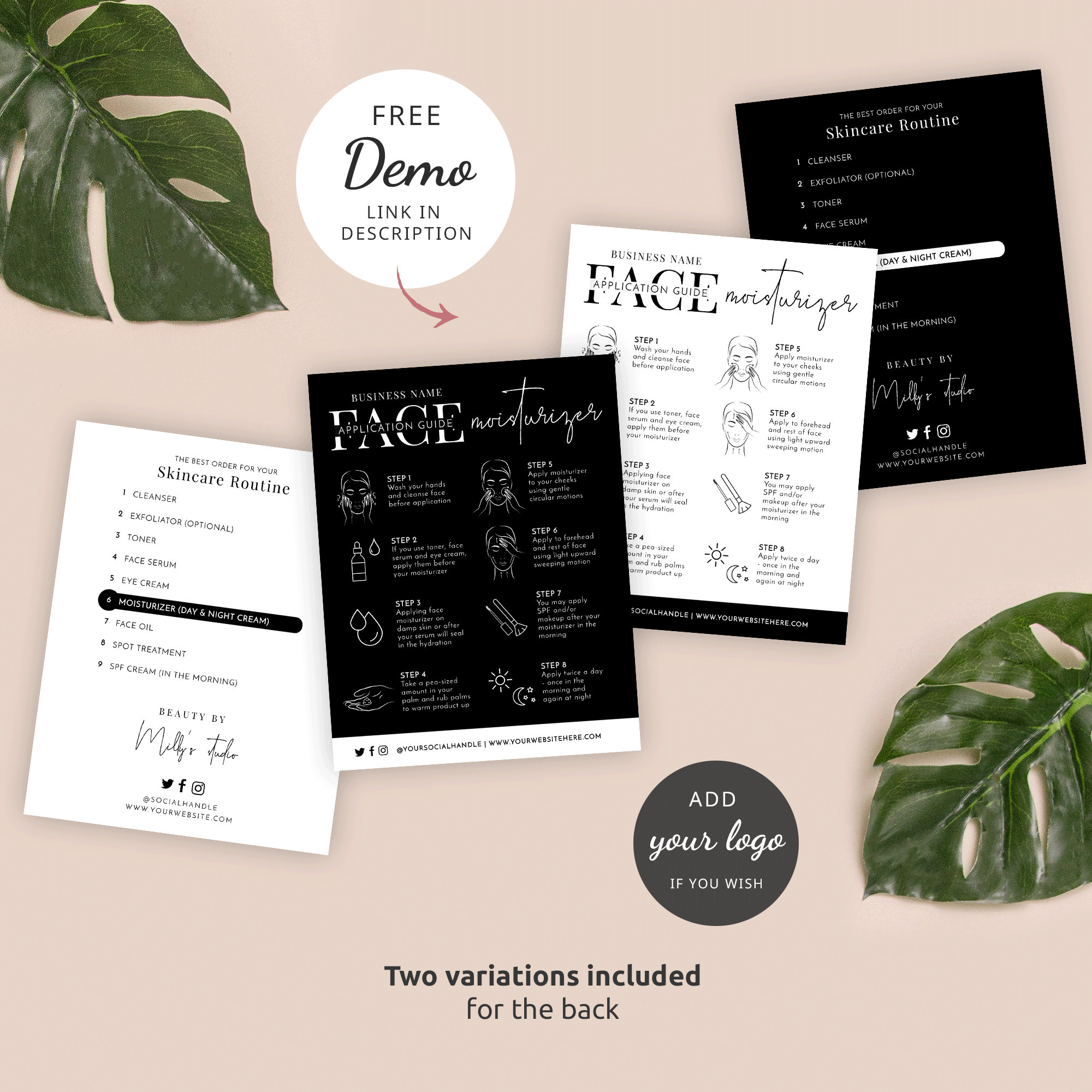 Custom Moisturizer Application Guide Skincare Regime - Etsy