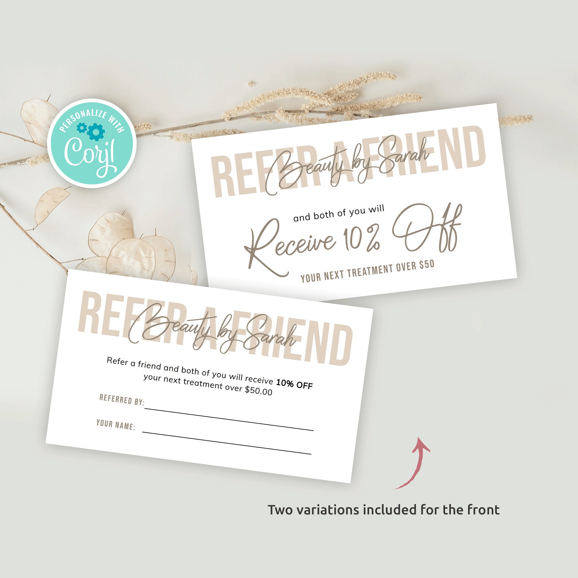 Refer a Friend Template Editable Client Referral Card | Etsy