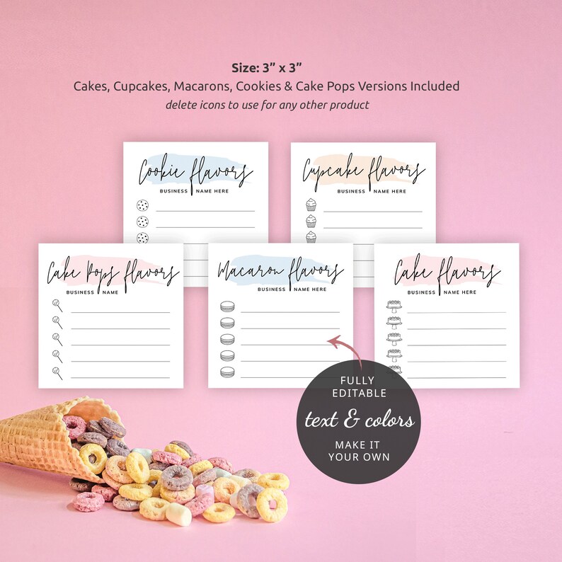 Printable Flavor Labels Template Editable Flavor Names - Etsy