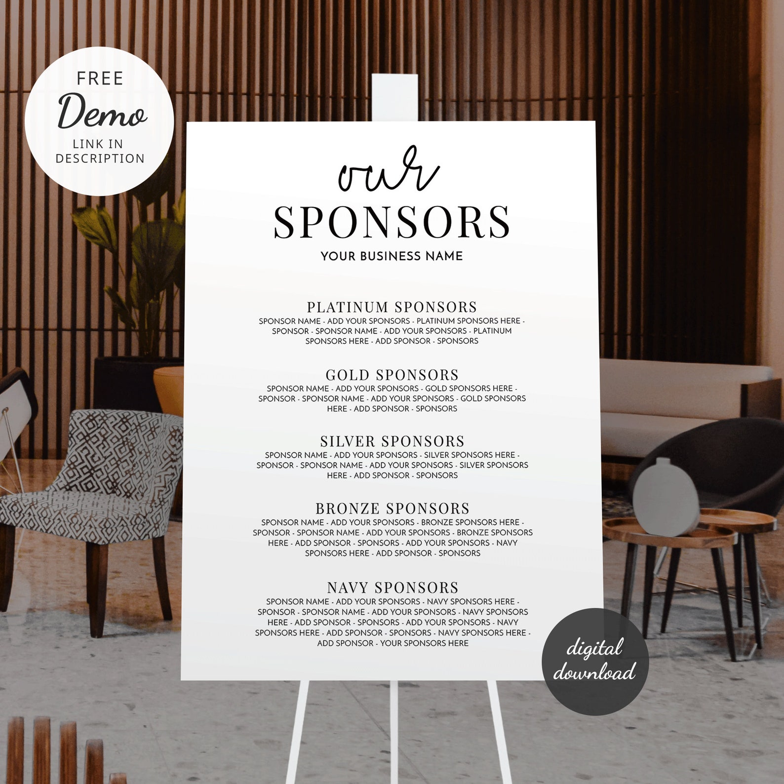 Company Sponsors Sign Template, Minimalist Fundraiser Sponsors List ...